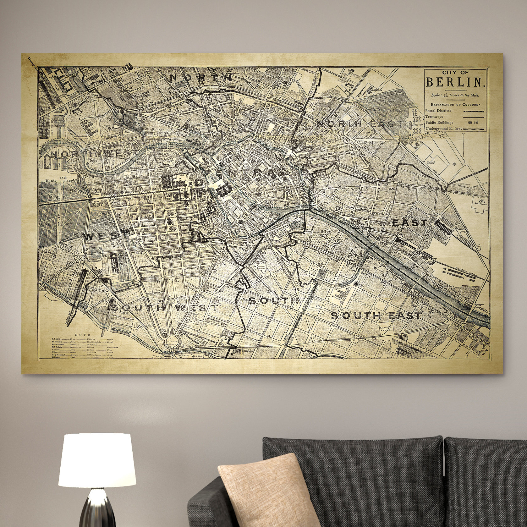 Wexford Home Berlin Sketch Map II - Graphic Art Print on Canvas - Wayfair Canada